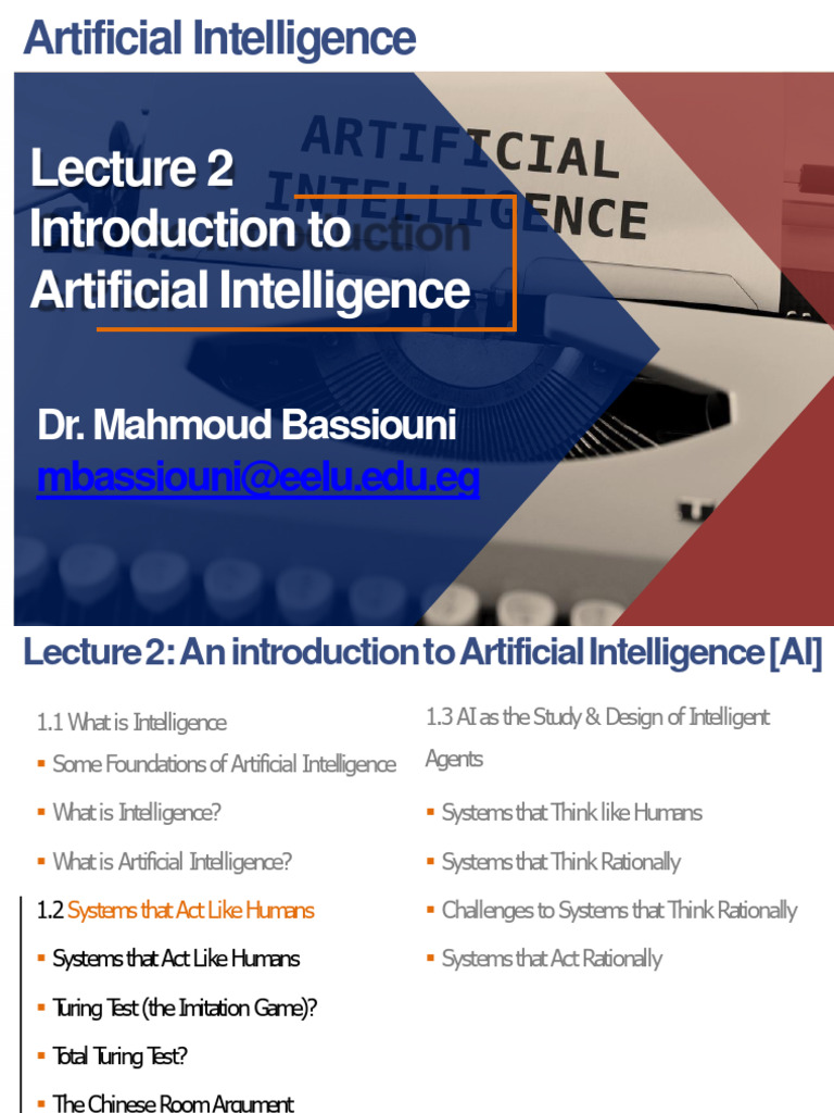 AI Lecture 2 | PDF | Intelligence (AI) & Semantics | Artificial ...