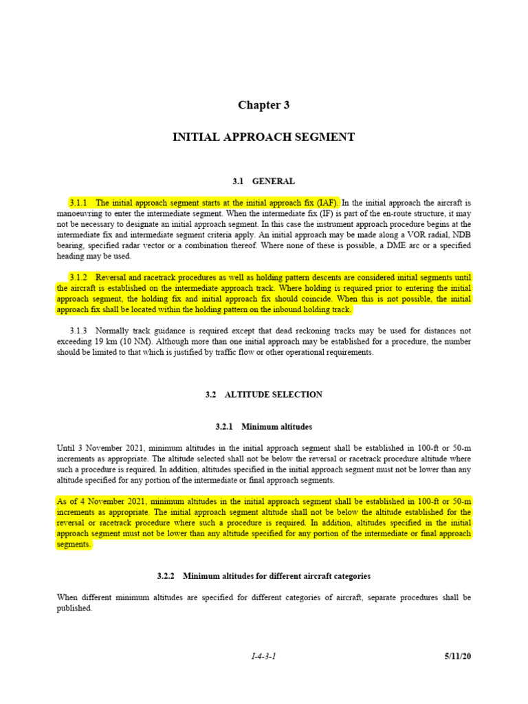 Initial Approach Segment Guidelines | PDF | Airspeed | Aviation