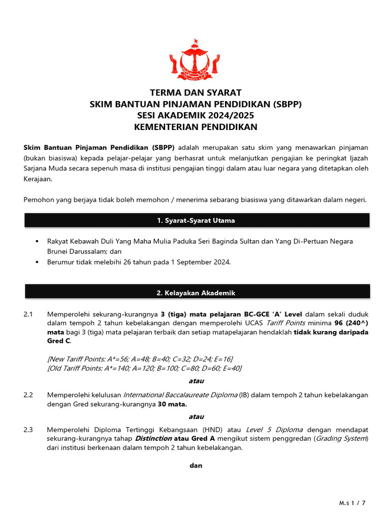 Terma Dan Syarat SBPP 2024-2025 | PDF