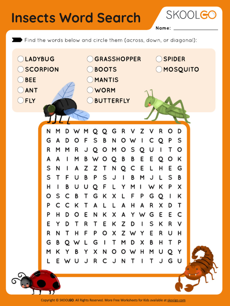 3 0099 Insects Word Search | PDF