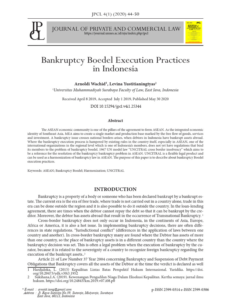 Bankruptcy Boedel Execution Practices | PDF | Bankruptcy | Business Law