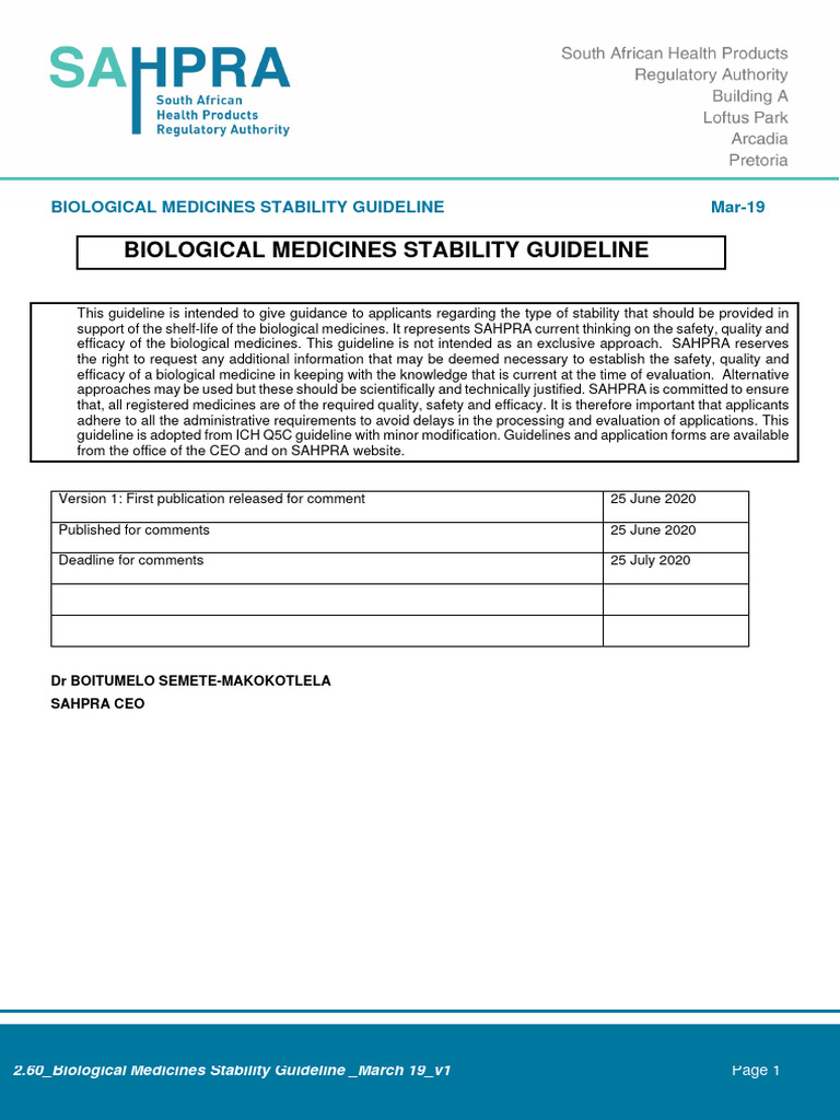 STABILITY GUIDELINES BIOLOGICALS June 2020 | PDF | Pharmaceutical ...