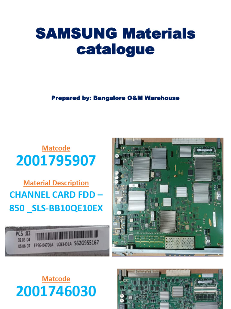 Samsung Materials Catalogue - Bangalore O&M WH | PDF
