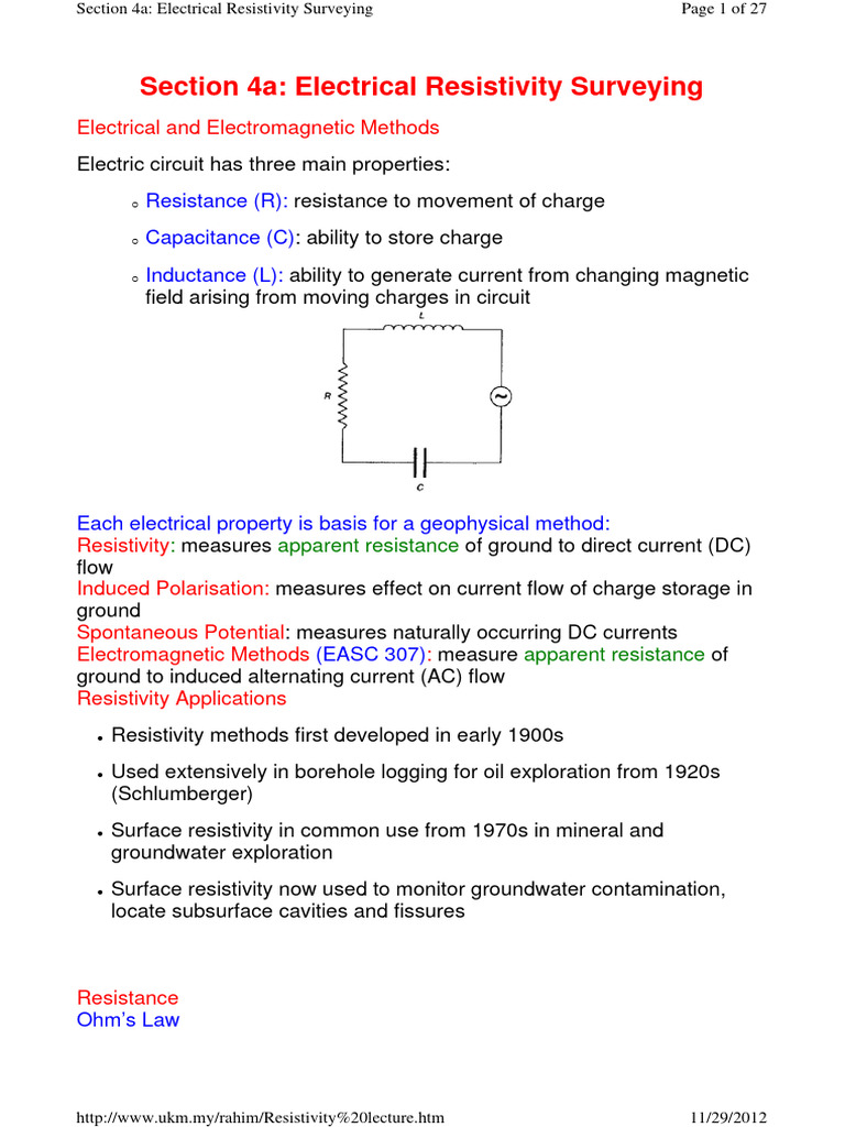 Resistivity Lecture | PDF