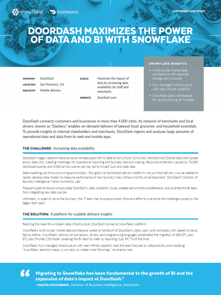 Doordash Maximizes The Power of Data and Bi With Snowflake | PDF | Cloud Computing | Information ...