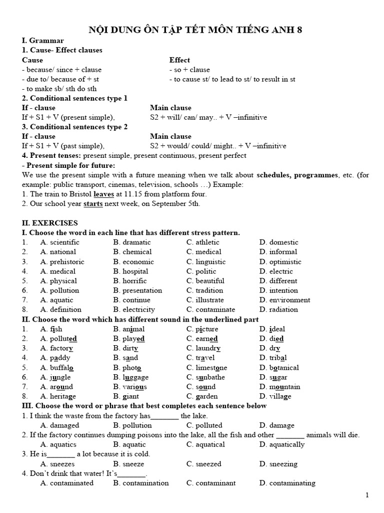 Bai Tap Tet Lop 8 | PDF | English Language | Water