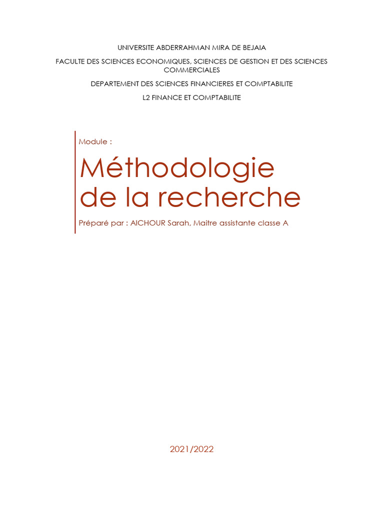Cours de Méthodologie | PDF Cours de Méthodologie | PDF