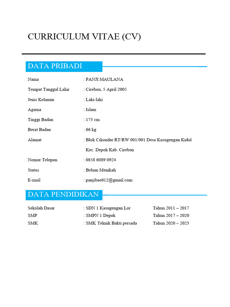 CV Panji Maulana | PDF