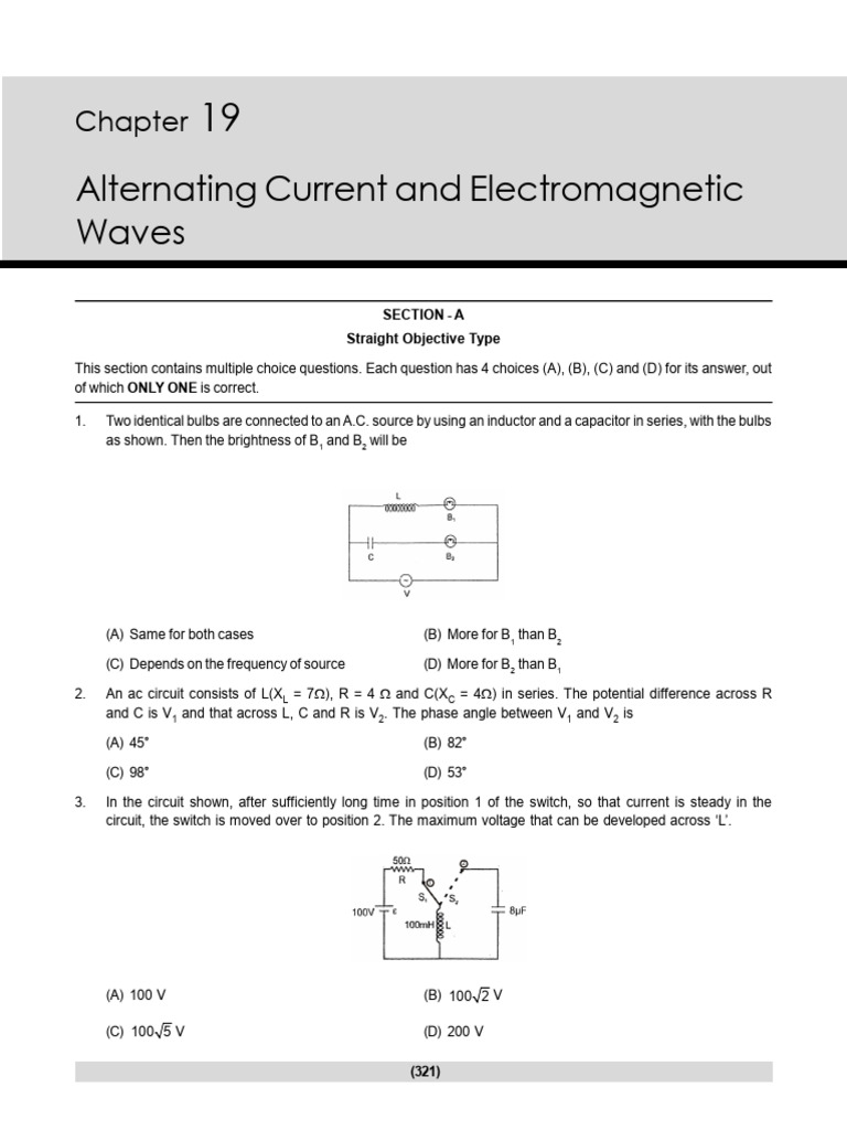 Chapter-19 Alternating Current and Electromagnetic Waves (PG 359 - 366) | PDF | Alternating ...