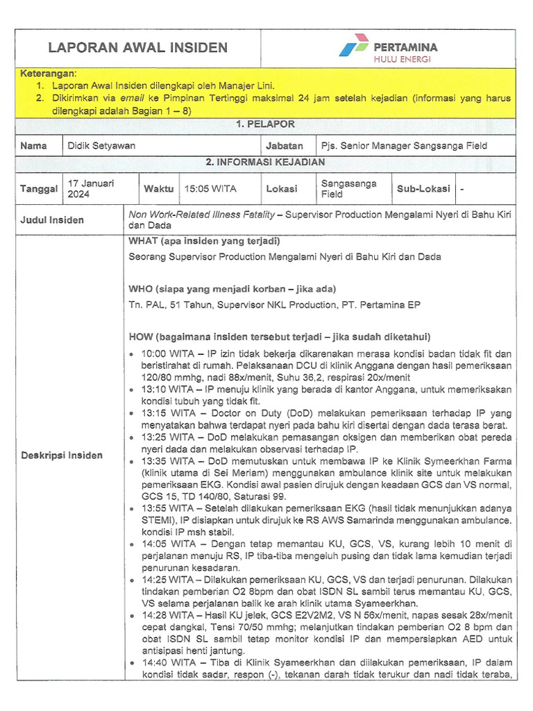 Laporan Awal Insiden | PDF