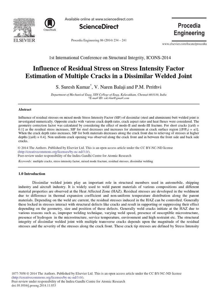 Influence of Residual Stress On Stress Intensity Factor Esti - 2014 ...