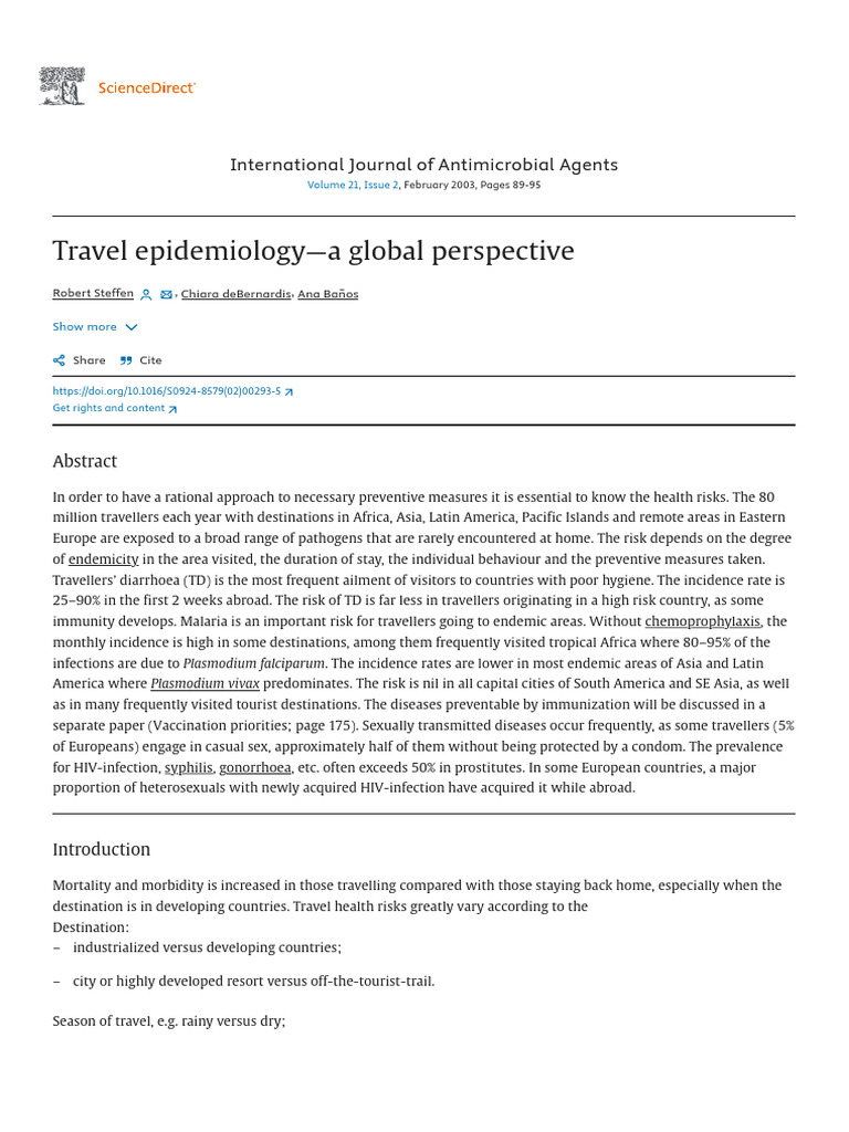 Global Travel Health Risks Overview | PDF | Wellness | Science ...