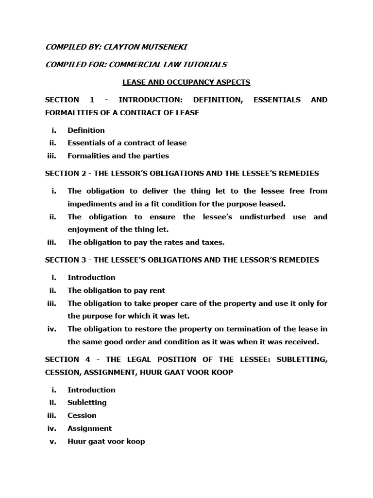 Lease and Occupancy Complete Guide | PDF