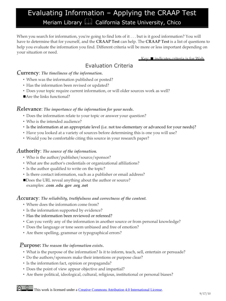 Microsoft Word - CRAAP - Doc - Craap-Test | PDF