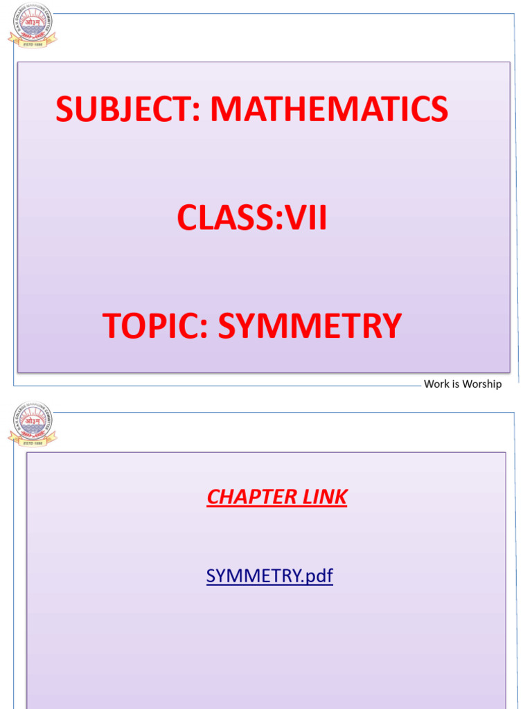 Class Vii - Symmetry | PDF | Triangle | Symmetry
