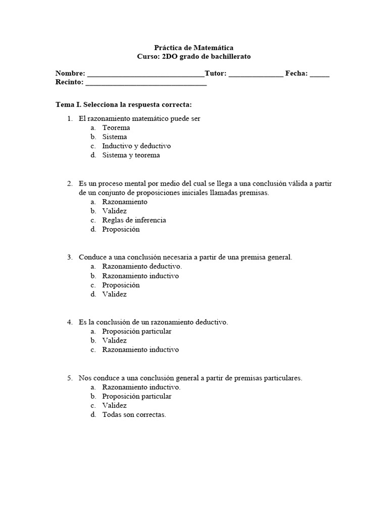 Práctica de Matemáticas 2do | PDF