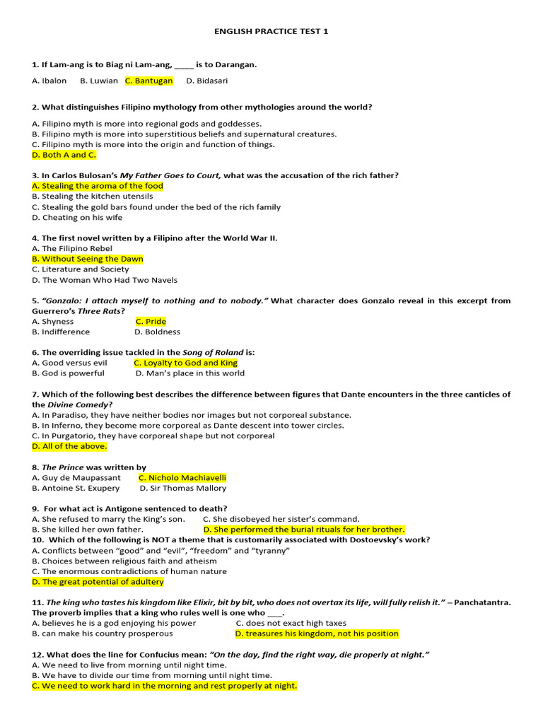 Practice Test 1 | PDF | Reading Comprehension | Divine Comedy