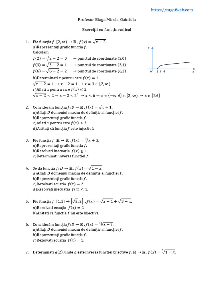 Exercitii Cu Functia Radical | PDF
