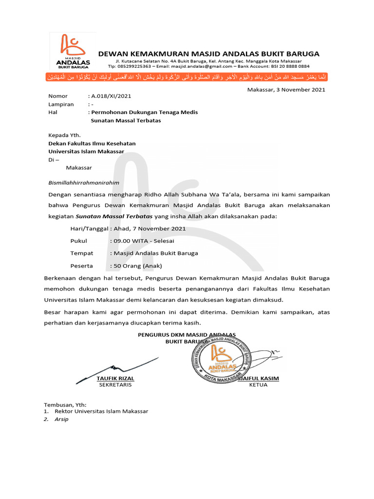 018 Fix Surat Dekan Uim | PDF