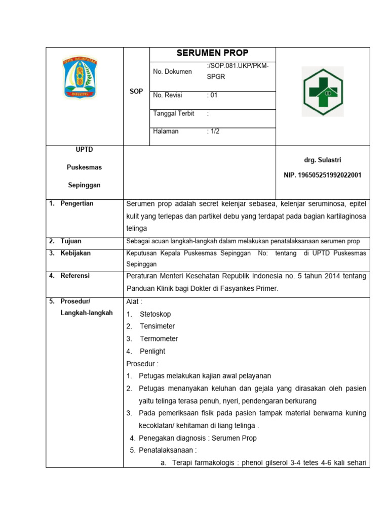 SOP serumen prop | PDF