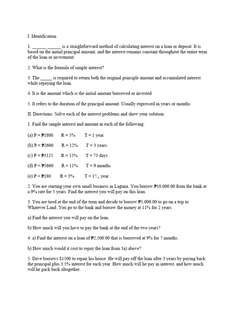 Simple Interest Calculation Guide | PDF | Interest | Loans