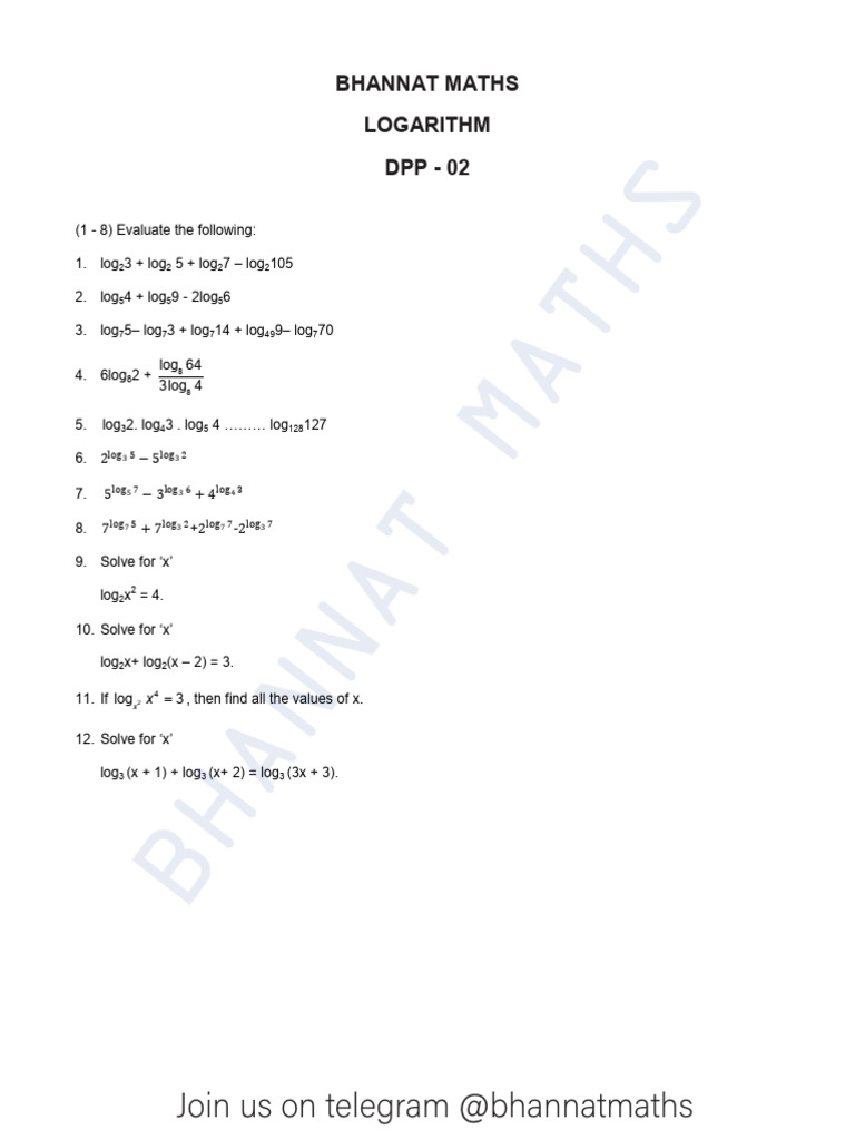 Logarithm Practice for Students | PDF