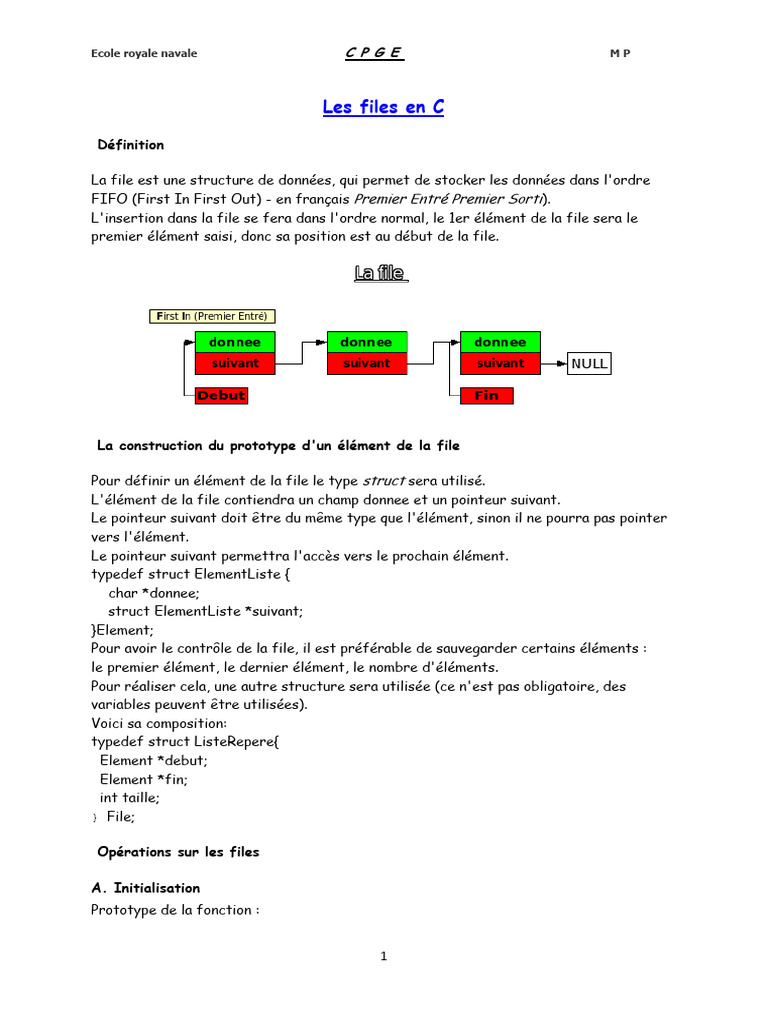 Les Files en C | PDF | Pointeur (programmation) | Ingénierie informatique