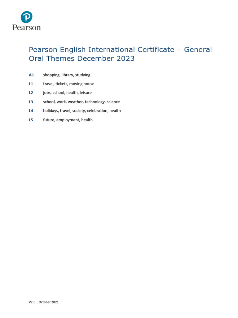 Peic Oral Themes 2312 | PDF