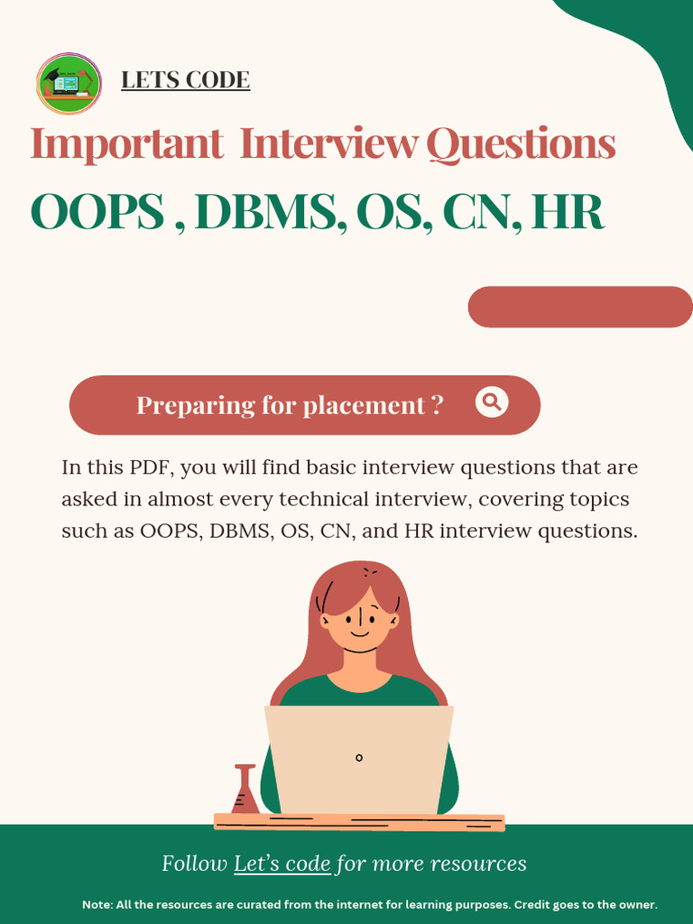 Interview Questions OOPS , DBMS , OS , CN & HR | PDF Interview Questions OOPS , DBMS , OS , CN & HR | PDF