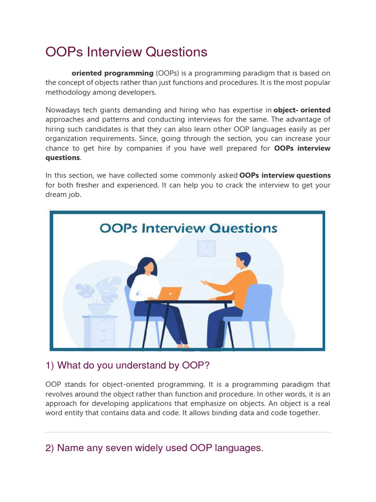 Interview Question OOPS, DBMS, OS, CN & HR | PDF | Relational Database | Method (Computer ...