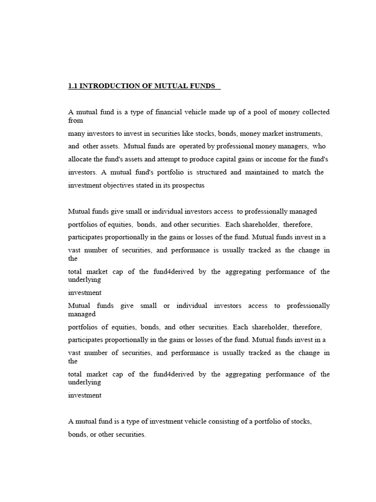 Tara Project Pdf Investment Fund Mutual Funds