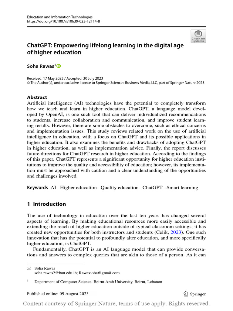 ChatGPT Empowering Lifelong Learning in The Digita | PDF | Artificial Intelligence ...
