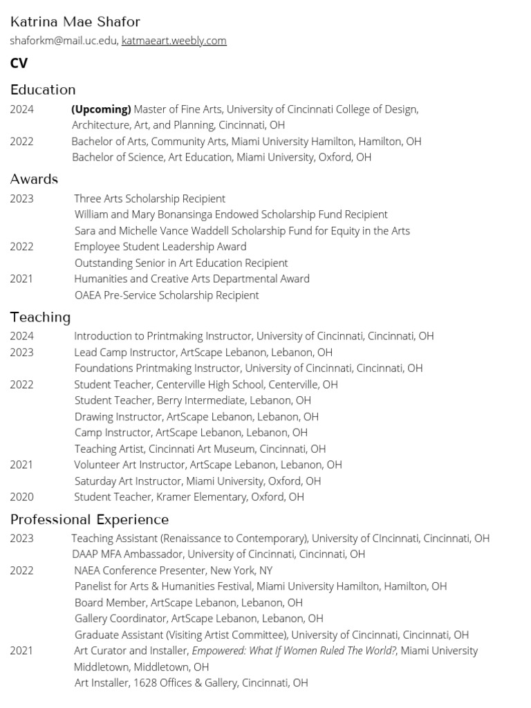 cv katrina shafor 1 | PDF | The Arts