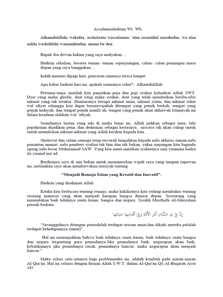 Teks Menjadi Remaja Islam Yang Kreatif Dan Inovatif | PDF