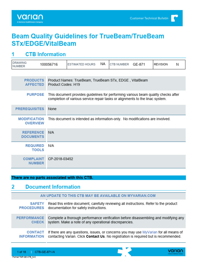Beam Quality Guidelines For TrueBeam-TrueBeam STx-EDGE-VitalBeam | PDF | Technology & Engineering