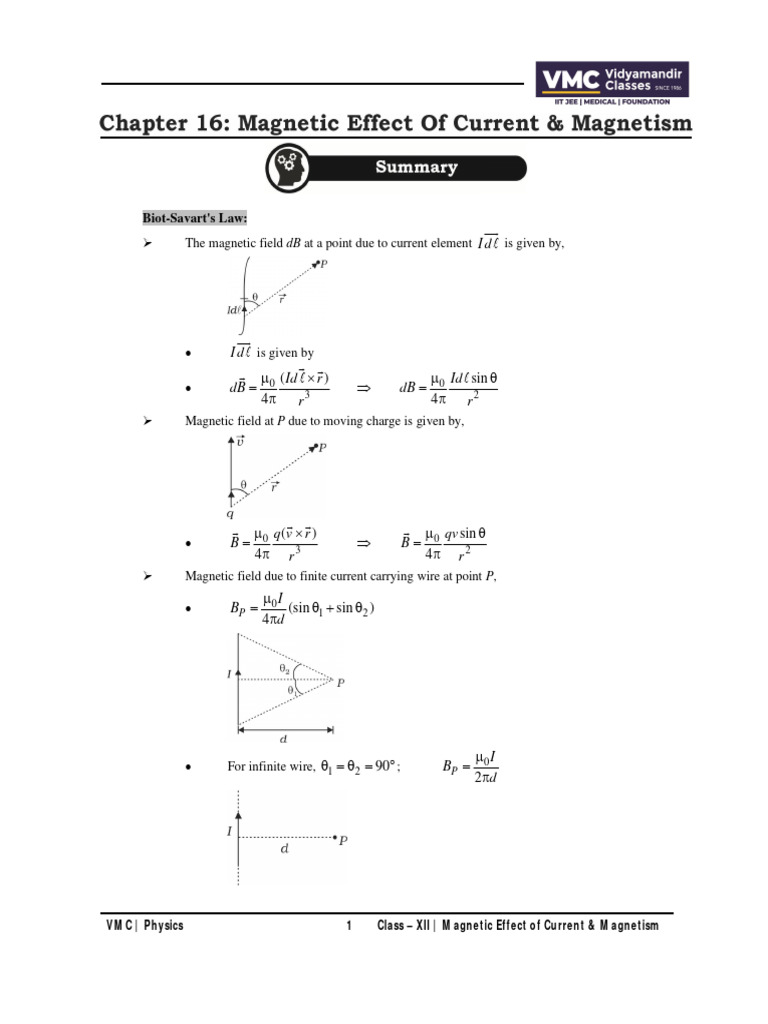Magnetic Effect of Current | PDF | Magnetic Field | Earth's Magnetic Field