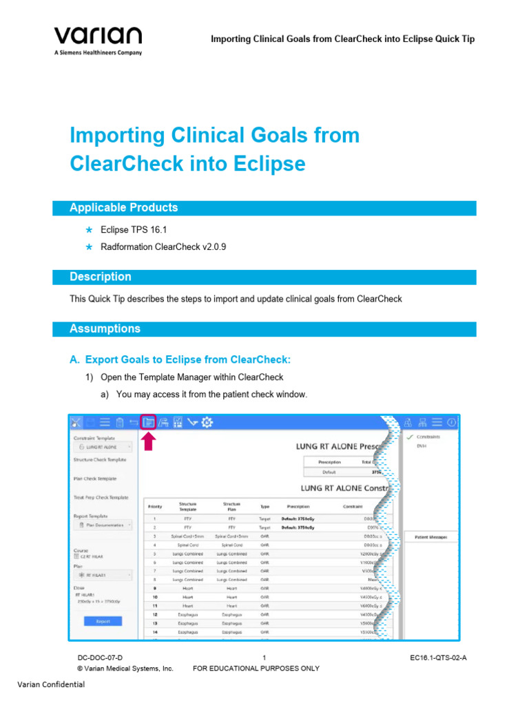 Importing Clinical Goals From ClearCheck Into Eclipse | PDF | Computer ... Importing Clinical Goals From ClearCheck Into Eclipse | PDF | Computer ...