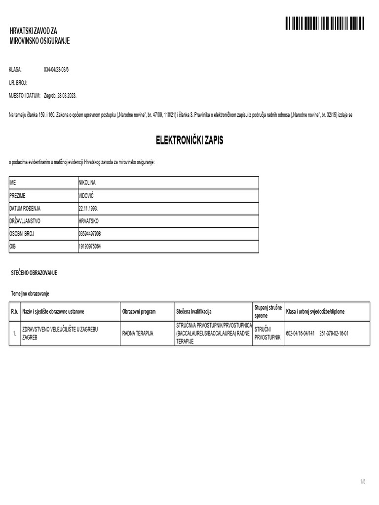 Elektronicki Zapis | PDF