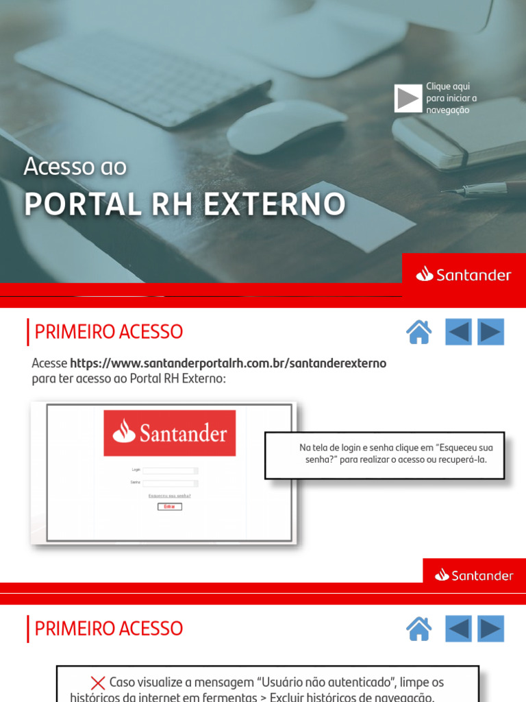 Acesso ao Portal RH Externo Santander | PDF | Senha | Fazer login