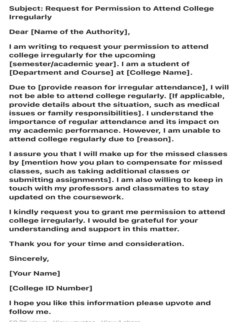 How to write an application for not attending college regularly - Quora ...