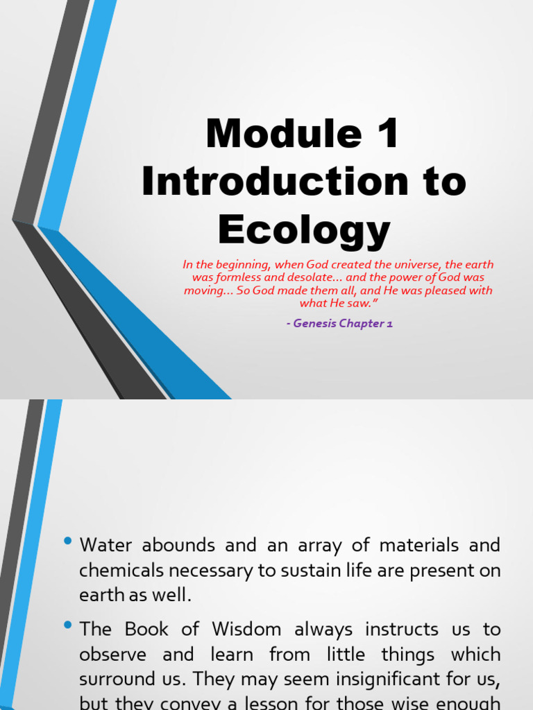 Module 1 Introduction To Ecology | PDF | Resource | Natural Environment