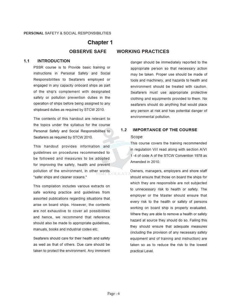 Personal Safety Training for Seafarers | PDF