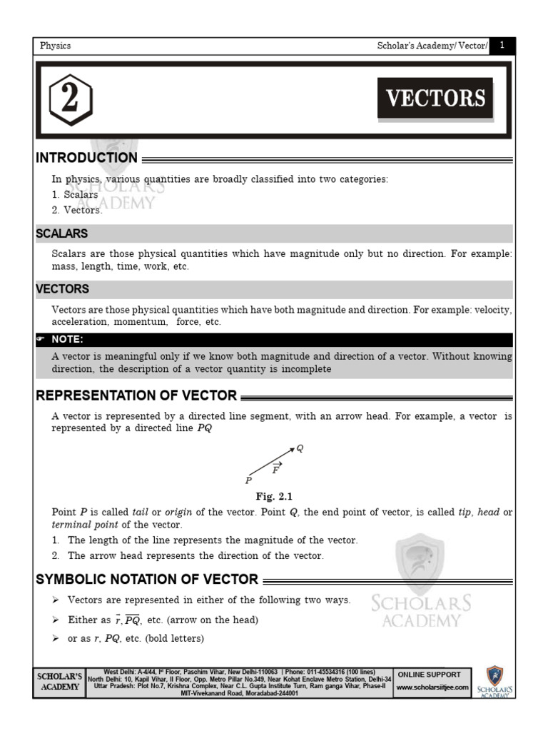 2 Vector Pdf Euclidean Vector Force