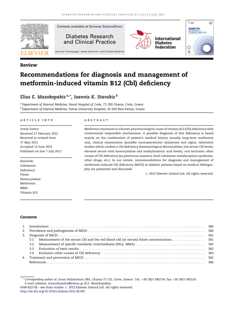 Recommendations For Diagnosis and Management of Metformin Induced ...