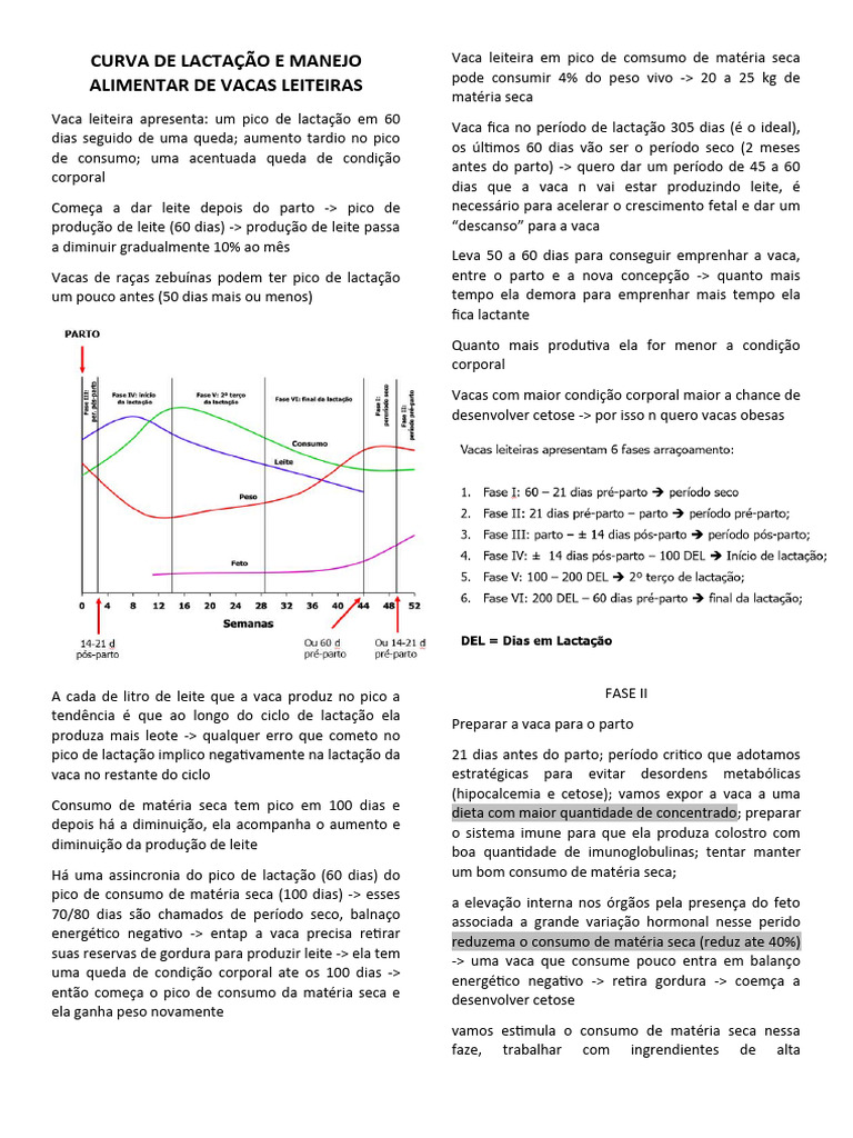 Manejo Da Curva De Lactação Em Vacas Pdf Leite Amamentação 6014