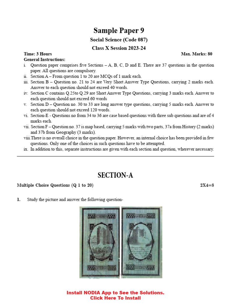 SS Sample Paper 9 Unsolved-1 | PDF