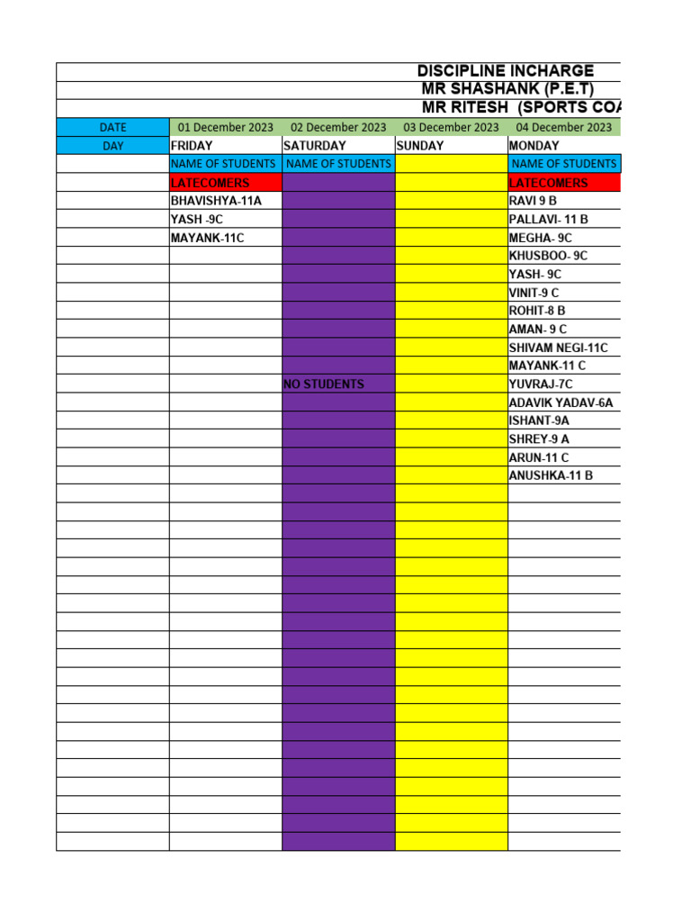 Discipline Excel Dec 2023 | PDF