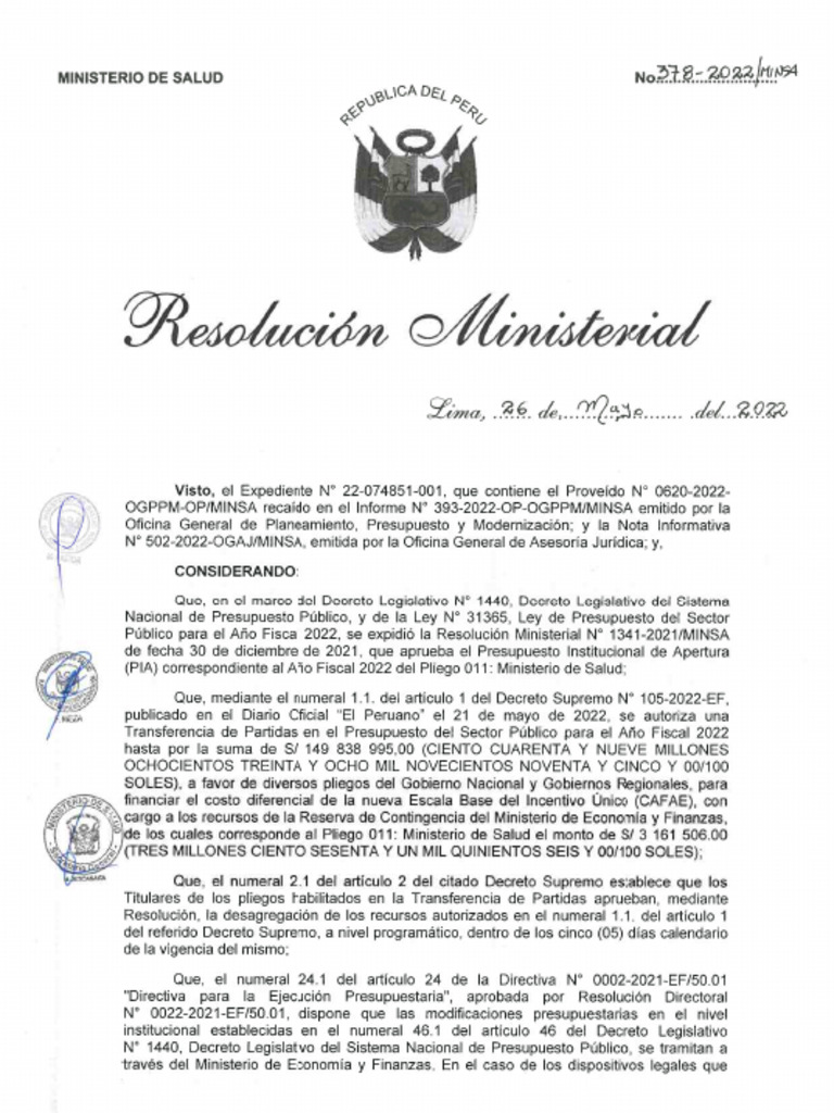 RM #378-2022-Minsa Ogppm | PDF