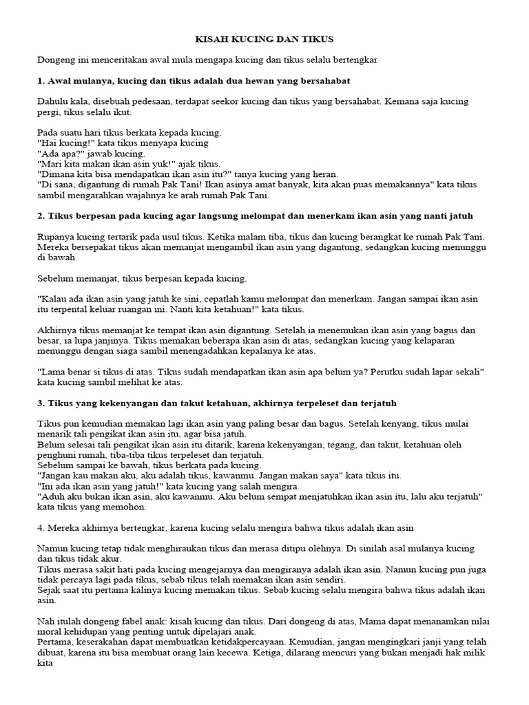 Cerpen KISAH KUCING DAN TIKUS | PDF