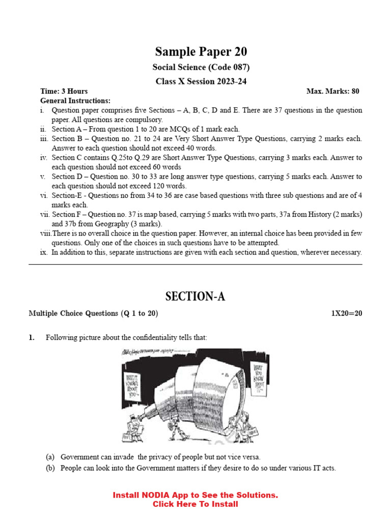 SS Sample Paper 20 Unsolved | PDF